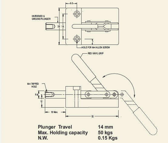 PUSH / PULL ACTION TOGGLE CLAMP - MINIATURE MODEL - PATC - 6